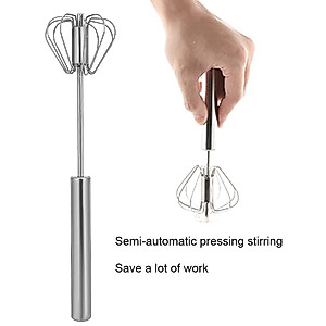 Hand Blenders,Stainless Steel Semi-Automatic Multifunction Cream Mixer Manual Egg Blender Stainless Steel Egg Color Cream Mixer Wand [#1]