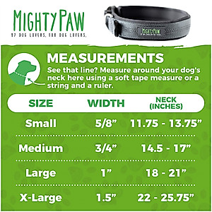 Mighty Paw Dog Collar - Neoprene Padded - Reflective for Running - Extra Comfort for Active Dogs - Premium Quality Reflective Collar - Comfortable Dog Collar for All Dog Breeds - Heavy Duty Dog Collar