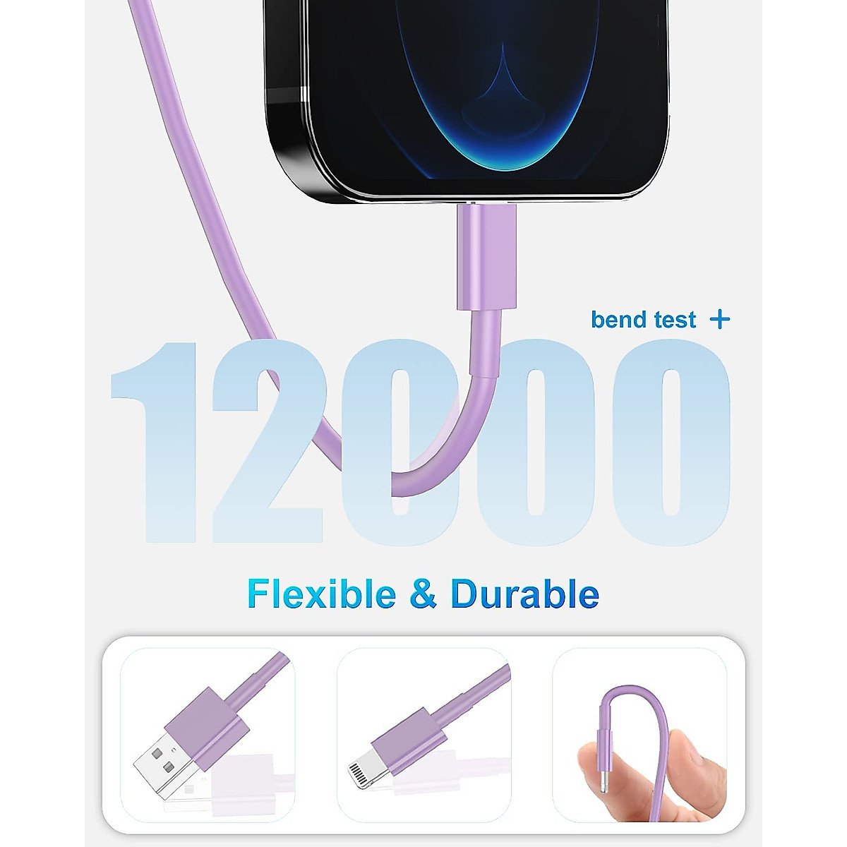 4 Pack [Apple MFi Certified] Apple Charging Cables 6ft, iPhone Chargers, Lightning Fast iPhone Charging Cord for iPhone 12/11/11Pro/11Max/ X/XS/XR/XS Max/8/7, ipad(White) (4pack(6ft), Purple, 4)