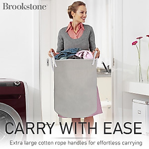 BROOKSTONE, Spacious Laundry Hamper with Cotton Rope Handles, Perfectly Sized for Everyday Use, Durable & Stylish Storage for Bedroom, Bathroom, or Laundry Room