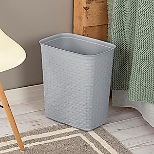 Sterilite 10386A06 Weave 5.8 Gallon Plastic Home Office Bedroom Bathroom Waste Bin Basket Trash Garbage Can, Cement Gray (18 Pack)