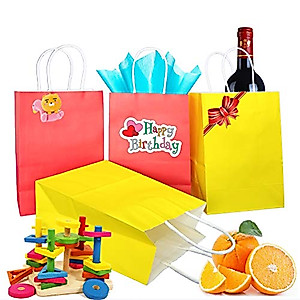 ADIDO EVA 25 PCS Small Gift Bags Blue Kraft Paper Bags with Handles for Party Favors (8.2 x 6 x 3.1 In)