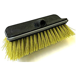 DocaPole Hard Bristle Deck Brush and Bi-Level Scrub Brush Extension Pole Attachment (11”) | Long Handle Scrub Brush and Deck Brush for Deck, House Siding, Brick, Concrete and More (Pole Not Included)