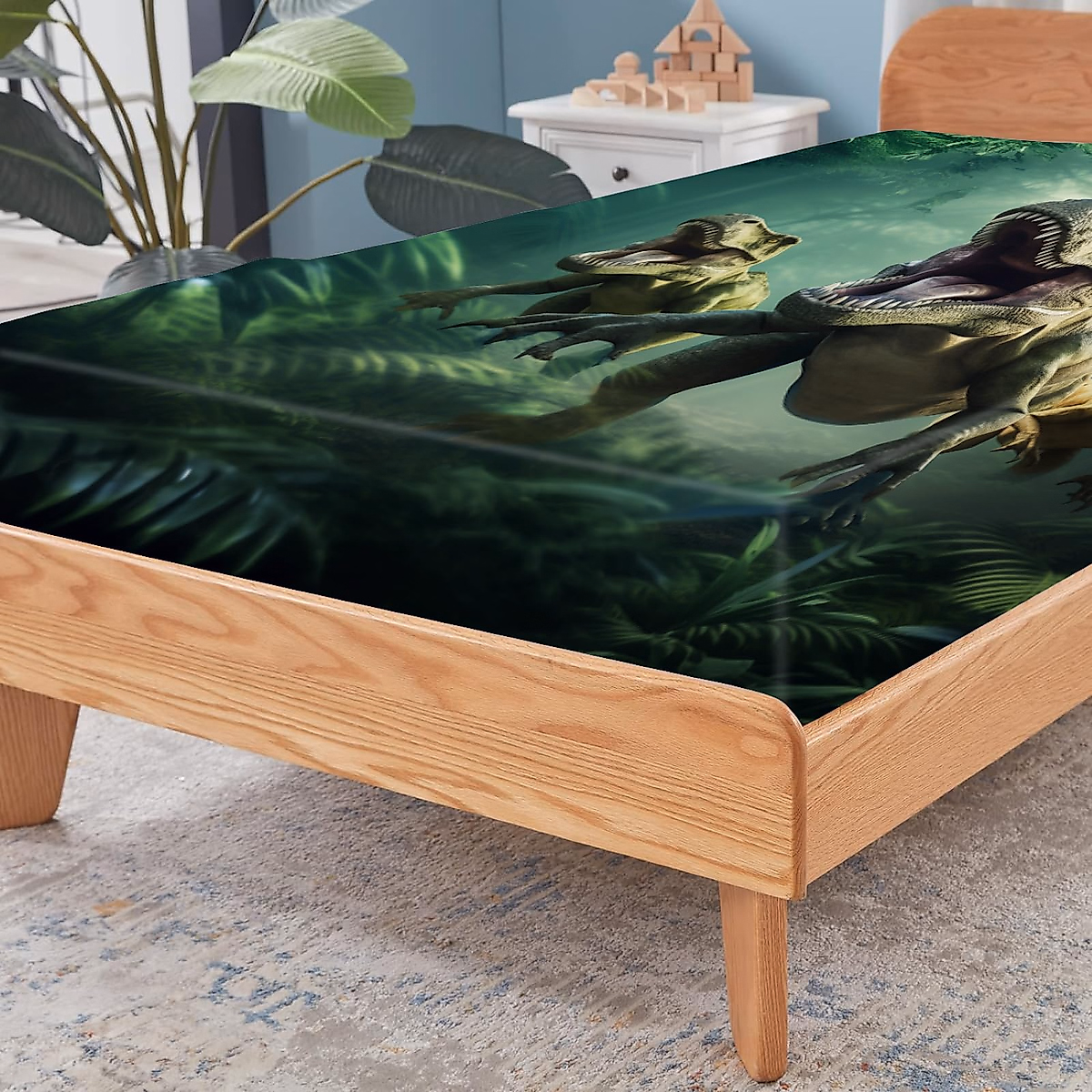 VTKON Dinosaurs Bed Sheets Twin for Boys Easy Care Dinosaur Bedding Set 3D Green Realistic Dinosaur Sheets Kids Soft Microfiber Bedding Sheets Set with 1 Fitted Sheet 1 Flat Sheet and 1 Pillowcase