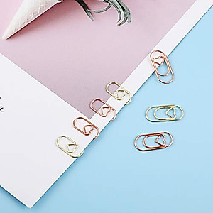 LAHONI 150 Pieces Cute Paper Clips, Mini Smooth Steel Wire Heart Shaped Paperclips Bookmark Clips for Office Supplier School Student (0.79 inch/20mm) Gold