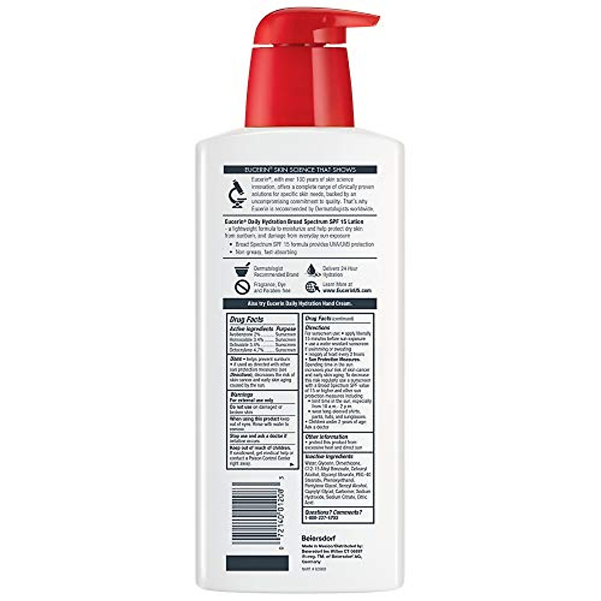 Eucerin Daily Hydration Lotion with SPF 15 - Broad Spectrum Body Lotion for Dry Skin - 16.9 fl. Oz. Pump Bottle