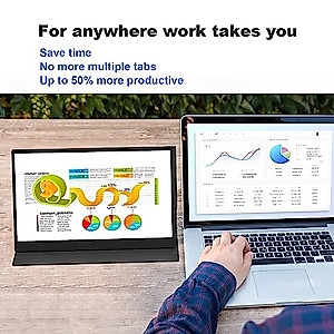 ADBEN 15.6inch FHD 1080P Laptop Monitor IPS Screen Portable Gaming External Monitor Plug&Play with PU Leather Cover Compatible with Laptop PC Phone Mac Xbox PS5/PS4 Switch