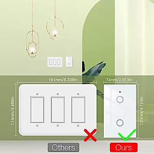 MoesGo WiFi Smart Wall Light Switch,Glass Panel, Multi-Control(3 Way), 2.4GHz Wi-Fi Touch Switches, Neutral Wire Required, Remote Control Smart Life/Tuya App, Work with Alexa, Google Home White 2 Gang