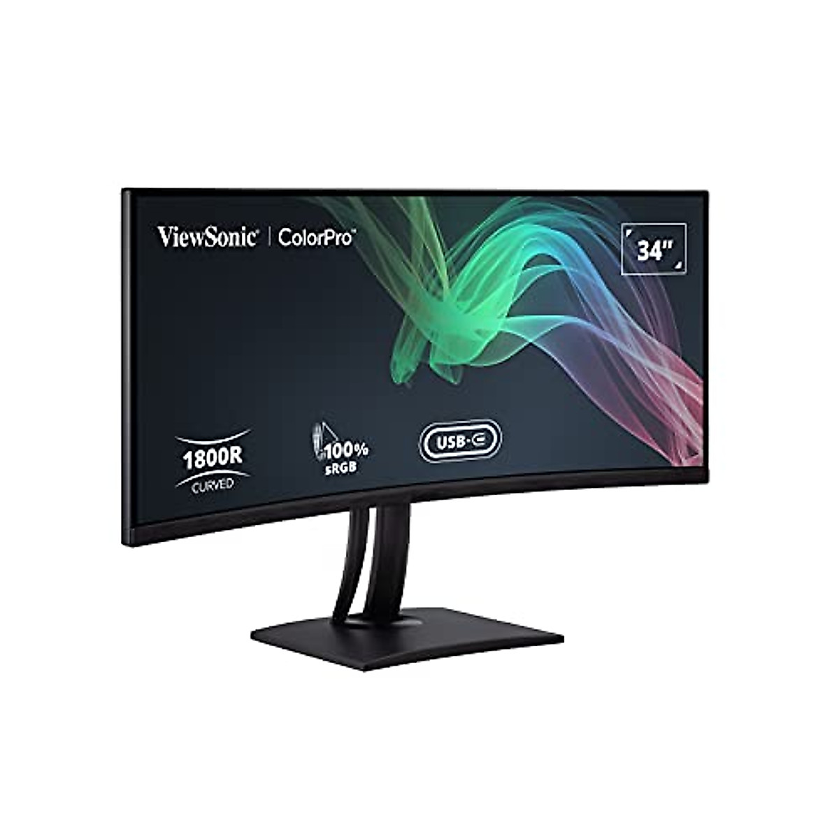 ViewSonic VP3481a 34-Inch WQHD+ Curved Ultrawide USB C Monitor with FreeSync, 100Hz, ColorPro 100% sRGB Rec 709, 14-bit 3D LUT, Eye Care, 90W USB C, HDMI, DisplayPort for Home and Office,Black