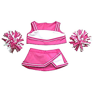 Pink & White Cheerleader Outfit Teddy Bear Clothes Fit 14" - 18" Build-A-Bear and Make Your Own Stuffed Animals