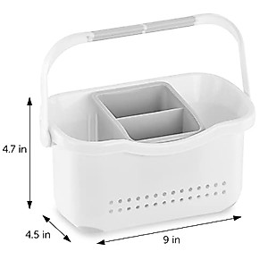 DecorRack Portable Shower Caddy Bath Organizer Basket with Handle for Bathroom, Dorm, Cleaning Supplies, Shampoo, and Beauty Products, White