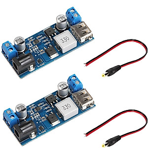 DAOKI 2Pcs 12v to 5v 5A Converter Step-Down Power Supply 24V / 12V to 5V 5A Voltage Regulator DC 9V-36V Step-Down to DC 5V-5.3V 3.5-6A Volt Transformer