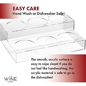 Acrylic Bottle Holder, Coffee Syrup Rack Display Case | 2-Tiered 6 Bottle | Wine Bar Bottle Rack, Clear Shelf Rack for Kitchen, Countertop, Fridge Pantry Storage Organizer - Wine, Soda, Cans, Liquor