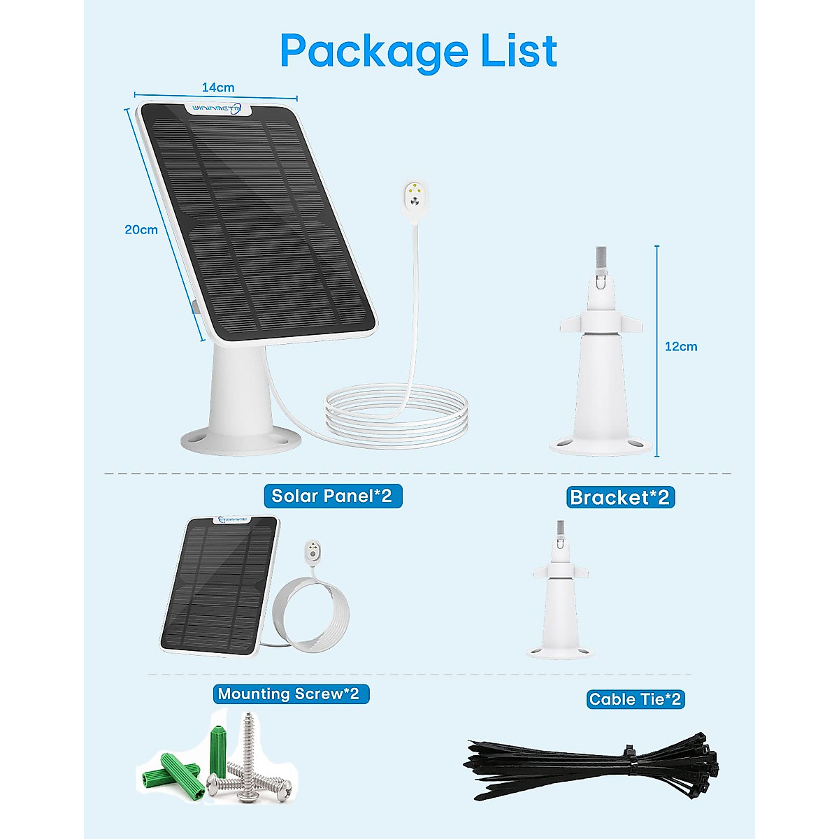 6W Solar Panel Charger Compatible with Arlo Ultra/Ultra 2/Pro 3/Pro 4/Pro 3 Floodlight Security Camera, Solar Panels Charging IP65 Weatherproof w/ 9.8ft Charging Cable Adjustable Wall Mount, 2 Pack