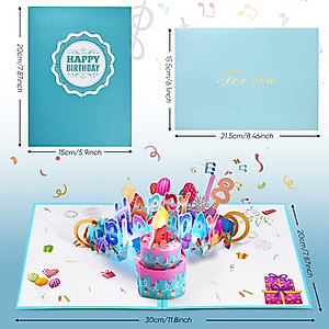 Venhoo Birthday Cards with Lights and Music, Funny Blowable Candle Musical Pop Up Greeting Birthday Card with DIY 0-9 Numbers, Play Happy Birthday Music Popup Card for Women, Mom, Daughter, Sister