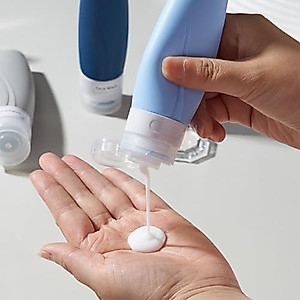 INSFIT Portable Travel Bottles TSA Approved, 3oz Travel Size Toiletries Containers, Leak Proof Carry on Bottles for Liquids BPA Free Squeezable Silicone Tubes, Travel Accessories for Shampoo Blue