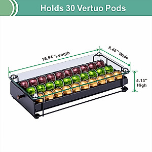 ZCDCP Nespresso Vertuo Pod Holder Coffee Capsule Holder Drawer Black 30 Pods