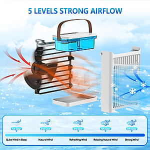 Portable Cooling Fan, 680ML Evaporative Cooling Fan with 5 Speed, 2 humidification, 2-6H Timer & 7 Colors Light, 3 IN 1 Freeze Fan for Bedroom, Office and Camping