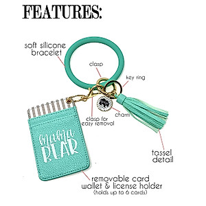 Best Gifts for Mom - Mama Bear Gift - Mom Keychain Wallet - Unique Silicone Bangle O-ring ID Credit Card Wallets - Cute Gifts for Mother's Day, Birhday Present for Momma, Mommy from Daughter, Son