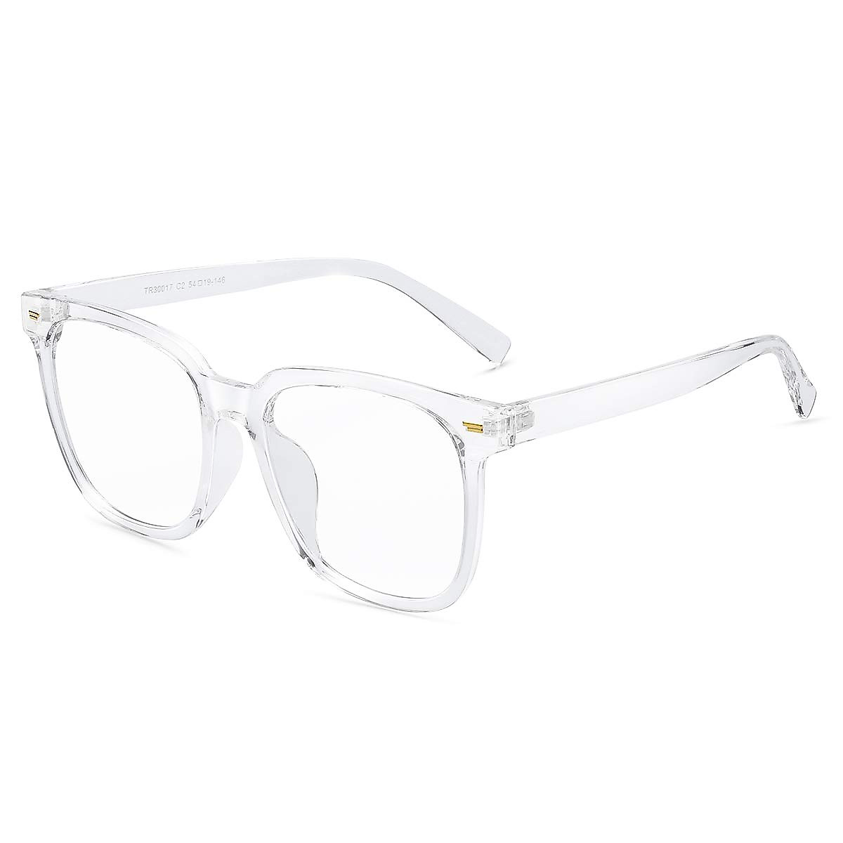 PANNER Oversized Square Blue Light Blocking Glasses for Women Men Anti Glare Reduce Eyestrain Computer Glasses(Clear)