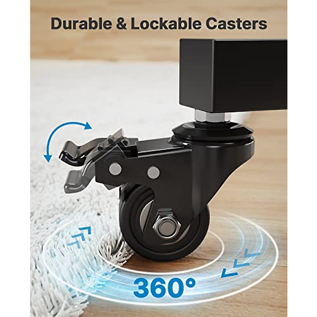 HUANUO TV Stand with Power Outlet, Rolling TV Stand for 32-85 Inch Flat/Curved LED TVs, Tilt TV Cart with Adjustable Shelf, Mobile TV Stand on Wheels Holds up to 132 lbs Max VESA 600x400mm HNTVMC01