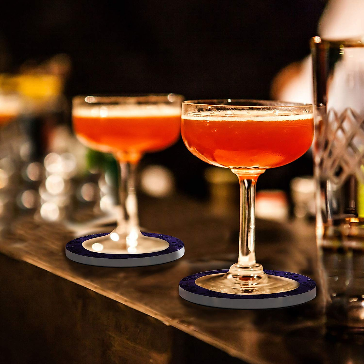 Drink Coasters Halloween Haunted Mansion Design Absorbent Stone Ceramic Coaster with Cork Back for Kinds of Mugs and Cups, Gohst Grimace, Set of 4-Piece