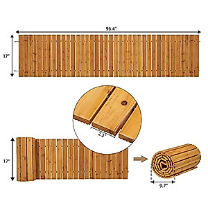 Spurgehom 8FT Wooden Garden Pathway Straight Outdoor Walkway Roll Out Cedar Wood Patio Flooring Path Decorative Lawn Patio Pavers Boardwalk Beach Wedding Party (Natural)