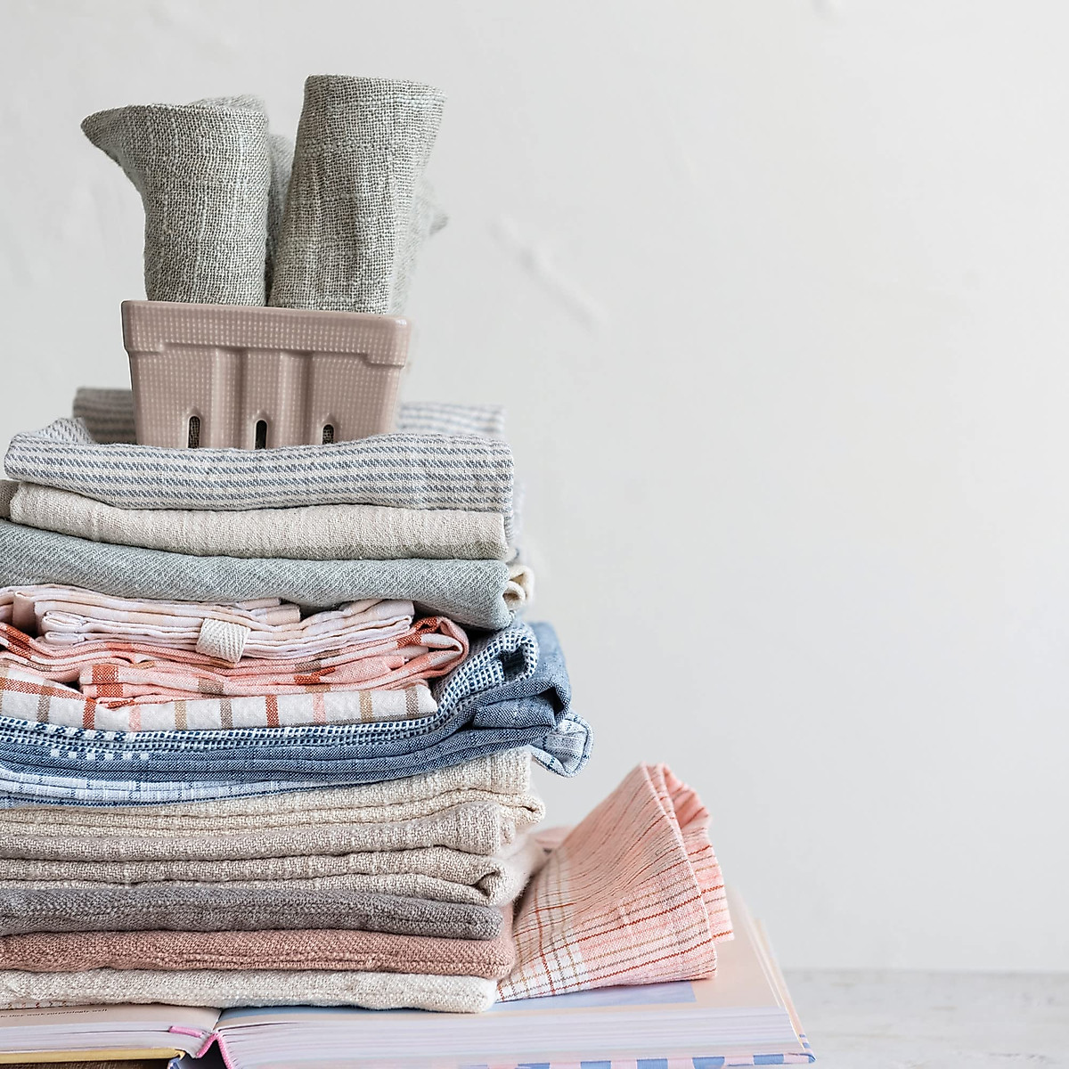 Creative Co-Op Cotton Grid Pattern, Set of 3, Multicolor Tea Towel, Multi