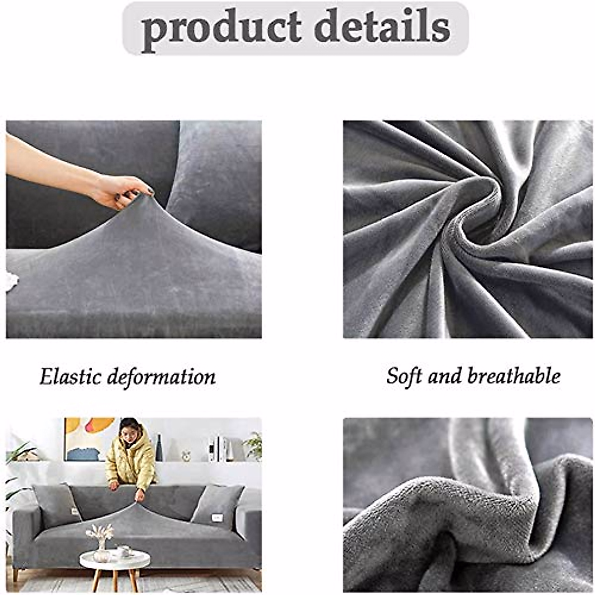 Stretch Sofa Covers 1/2/3/4 Seater Thick Sofa Slipcover Velvet Easy Fit Elastic Fabric Sofa Protector Couch Pet Protector Blue 2 Seater (Pink 1 Seater)