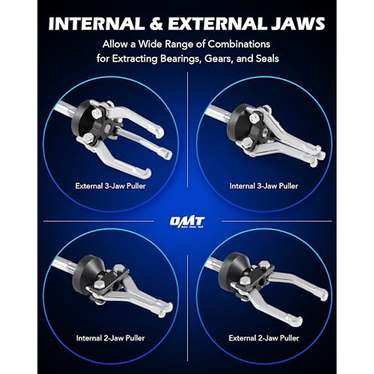 Orion Motor Tech Slide Hammer, 9-Way Internal/External Slide Hammer Puller Set - Pulls Hubs, Rear Wheel Axle Shafts, Bearings, Bushings, Seals, Retainers