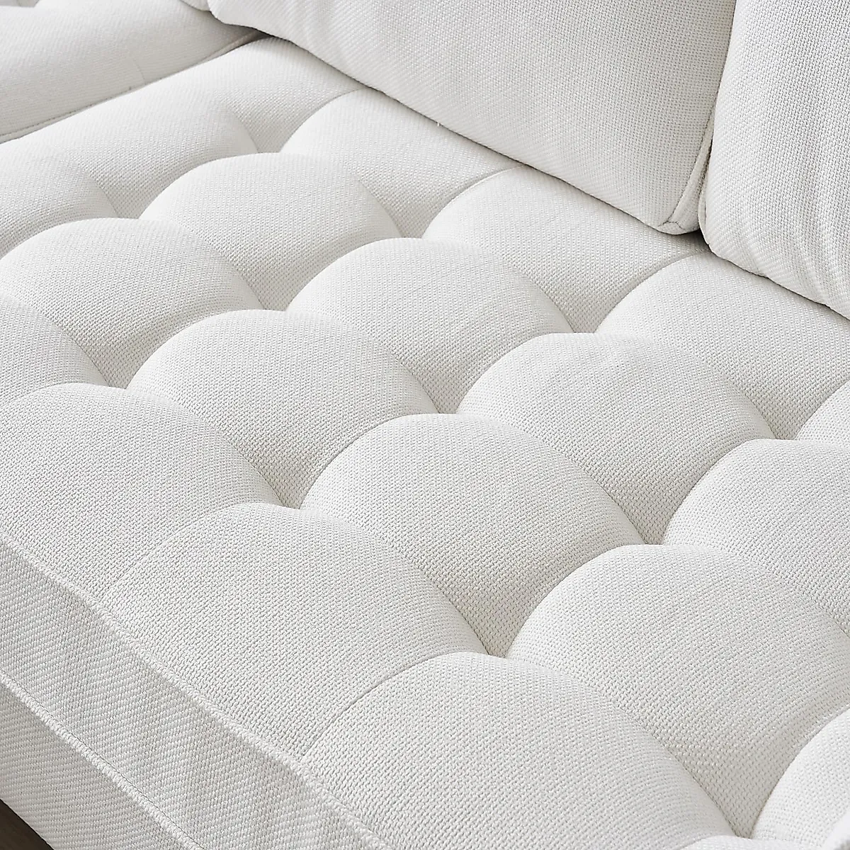 voqoomkl 85" Burlap Fabric Sectional Sofa Couch with Reversible Chaise, L-Shape Couch with Bolster Pillows and Metal Legs, 3 Seats Modular Sofa for Living Room Apartment Small Space, Beige