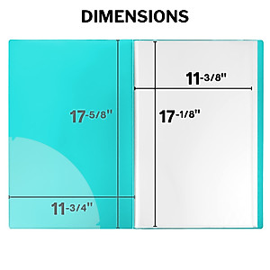 Dunwell 11x17 Portfolio Binder Folder (Aqua, Vertical) - Binder with Plastic Sleeves and Poly Cover, Portfolio Presentation Book with 24 Binder Pockets, Large Art Portfolio Folder