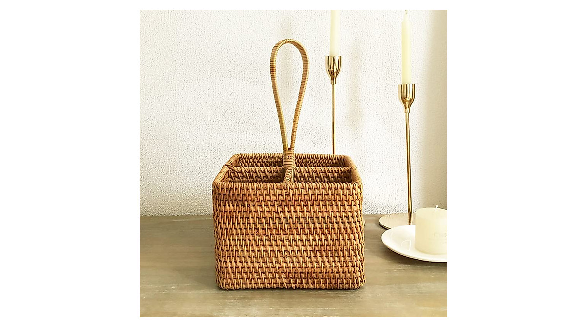 i-lan 2 Pack Rattan Baskets for Organization and Decor
