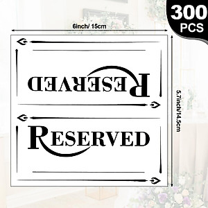 Resurhang 300 Pcs Paper Table Reserved Sign with Name Line Reserved Seating Signs Bulk Double Sided Signs for Reserving Seats Restaurant Wedding Reception Church Board Business Meeting (White Black)
