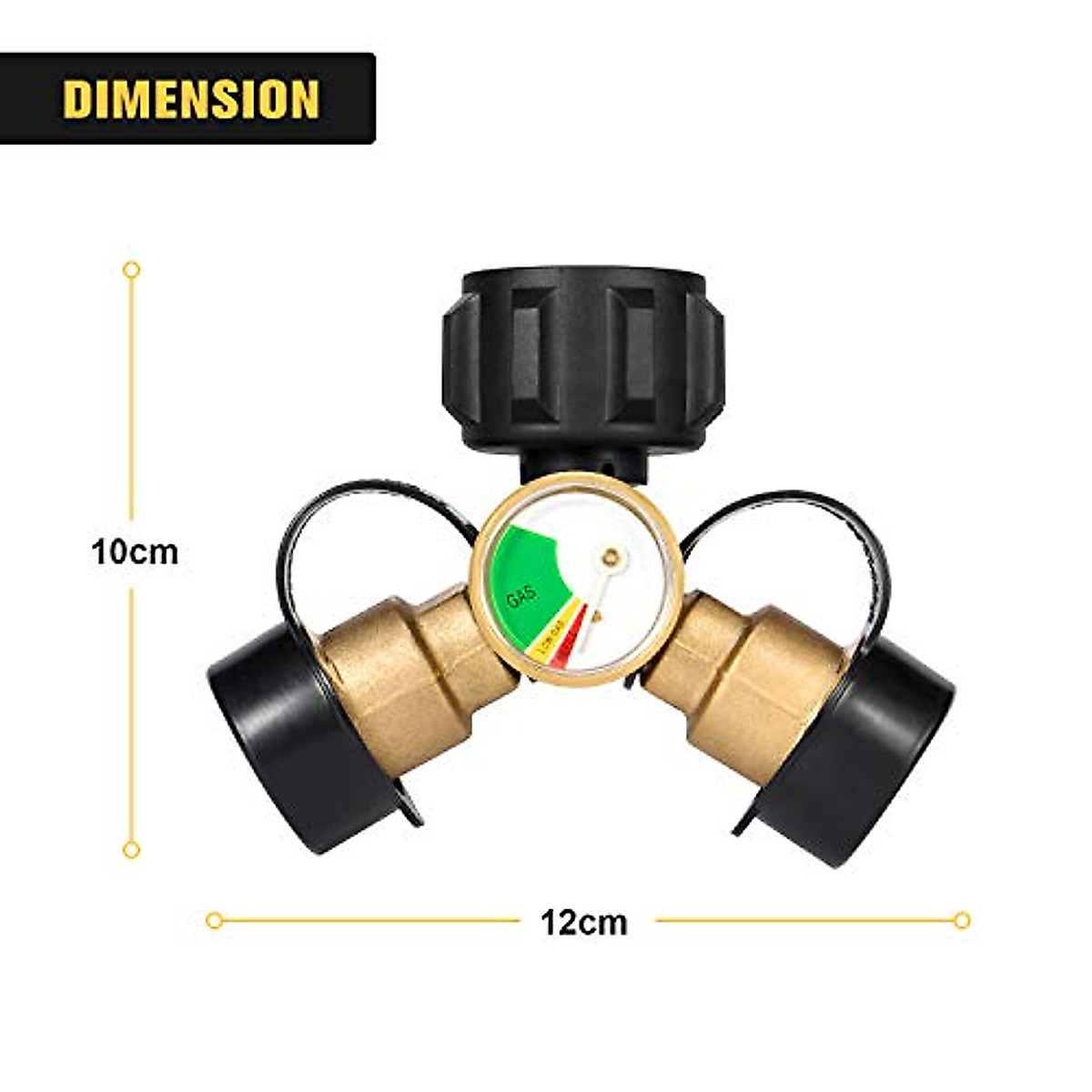 Kohree Propane Splitter, 2 Way Propane Tank Y Splitter Adapter with Gauge, LP Gas Tee Connector Adapter for 20lb Propane Cylinder, BBQ Grill, Gas Burner, Camping Stove, Heater, RV Camper