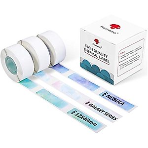 Phomemo D30 Adhesive Nebula/Galaxy Series Pattern Paper 3/8" X 1 1/2" (12mm X 40mm) 160 Labels/Roll, 3 Roll,Gift for Valentine's Day Decoration, Compatible with D30 Label Maker