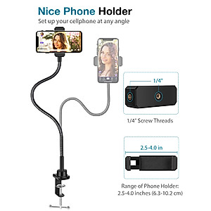 InnoGear 25 Inch Webcam Stand, Flexible Cell Phone Stand Desk Mount Camera Stand Gooseneck for Logitech Webcam BRIO 4K C960 C920 C920S C922 C922x C925e C930 C930e C615 NexiGo N60