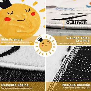 LTKOUGFAM ABC Kids Rug,4 ft Washable Nursery Rug,Soft Plush Educational Circle Rug,Non-Slip Solar System Alphabet Rug for Classroom playroom Bedroom Kids Room Decor