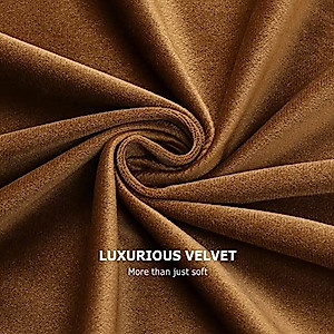 Benedeco Gold Brown Velvet Curtains for Bedroom Window with Back Tab, Super Soft Vintage Luxury Heavy Drapes, Room Darkening Thermal Insulated Curtain for Living Room, W52 by L84 inches, 2 Panels