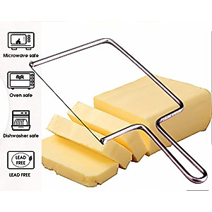 Kuchengerate Cheese Slicer Wire Cutter - Cheese Knives Slicers with Wire - Handheld Butter Cutter Tools for Soft Hard Block - Easy Fast Cutting Hard Or Semi Hard Block Cheeses - With Extra Wire