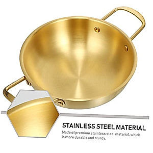 Yardwe 1 Set Stainless Steel Noodle Pot Stove Griddle Stainless Steel Skillet Japanese Ramen Metal Steaming Pot Korean Noodle Pan Noodles Cooker Ramen Pot Household Saucepan Kitchen Pan