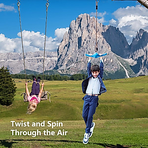 OMNISAFE Ninja-Twister Swing Spins Set, 360° Handle Twist-Kid Ninja Hang Toys, Adjustable Slackline Attachments, Playground Doorway Outdoor Backyard Toddler Swing, Exercise Coordination & Strength