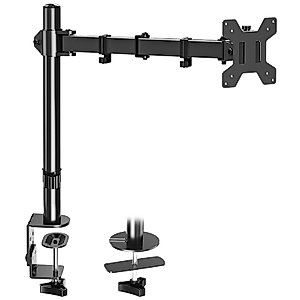MOUNTUP Single Monitor Desk Mount, Fully Adjustable Single Monitor Arm Stand, Computer Screen Mount for 1 Max 32 Inch,17.6 lbs Display, Monitor Stand with Clamp&Grommet Base, VESA 75x75mm 100x100mm