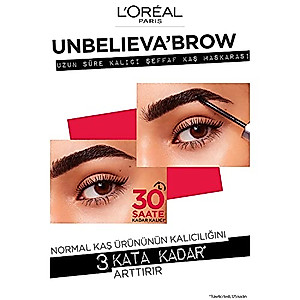 L'Oreal Paris Unbelieva-Brow Longwear Eyebrow Topcoat, Waterproof, Smudge-resistant, Transfer- Proof, Quick Drying, Easy and quick application with precise brush, Universal Transparent, 0.15 fl. oz.