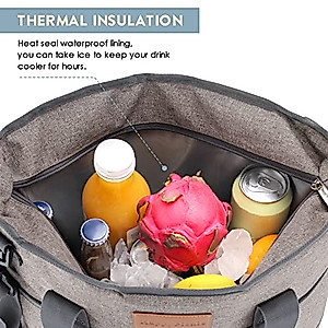 16L Large Insulated Bag, 25CAN Waterproof Cooler Carrier Bag, Thermal Picnic Tote, Lunch Bags for Outdoor Camping, Beach Day or Travel, Collapsible Grocery Shopping Storage Bag - Mother Father Gift