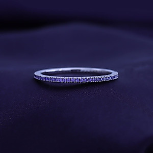 Jewel Zone US Simulated Alexandrite Eternity Stackable Wedding Ring in 925 Sterling Silver (1/5 Cttw)