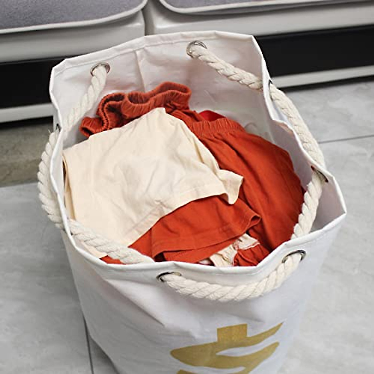 AOKID Collapsible Laundry Baskets with Drawstring Handles, Large Capacity Laundry Hamper Lightweight Storage Basket for Bedroom Bathroom A