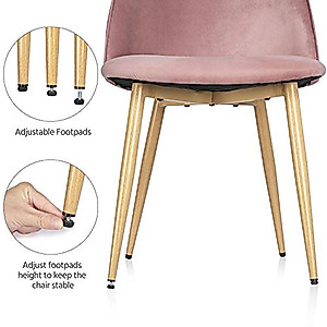 Yaheetech Velvet Dining Chairs Accent Kitchen Chair Living Room Chair for Vanity/Makeup/Leisure Upholstered Side Chairs with Soft Velvet Seat Backrest Metal Legs Set of 2, Pink