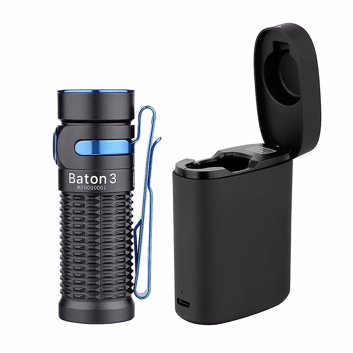 OLIGHT Baton3 Premium Edition 1200 Lumens Compact LED Flashlight Powered by a Single Rechargeable Battery, with Charging Box, Black
