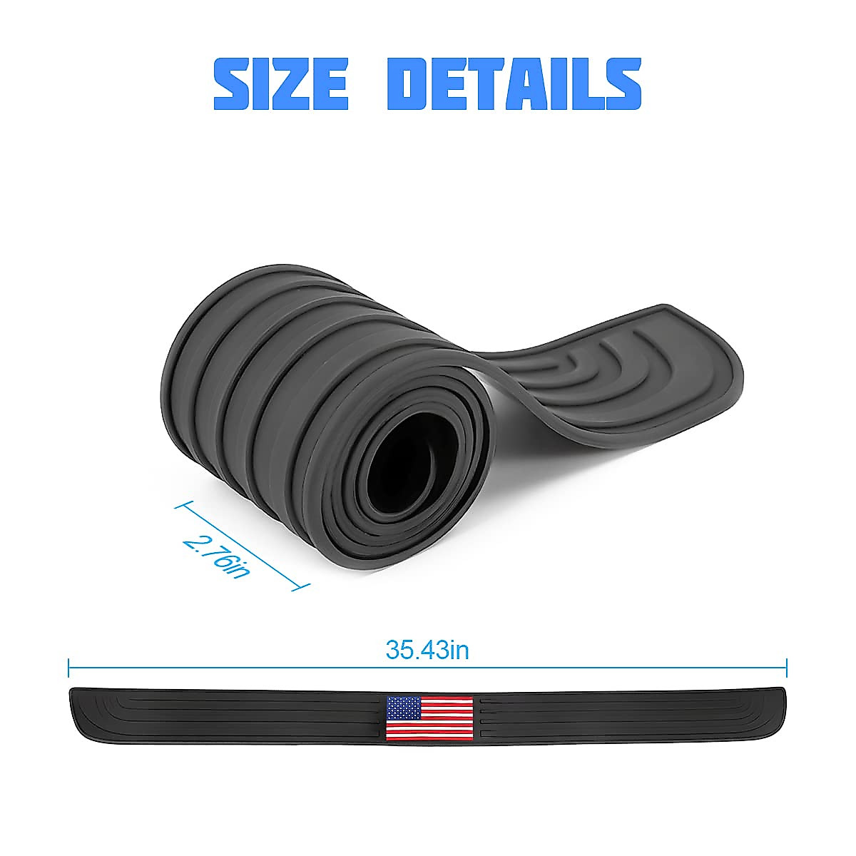 Car Rear Bumper Protector Guard, American Flag Anti-Scratch Door Entry Sill Guard, Non-Slip Rubber Vehicle Trim Cover Protection Strip, Car Accessories for Most Cars (Black/Red Flag/35.4"x2.7")